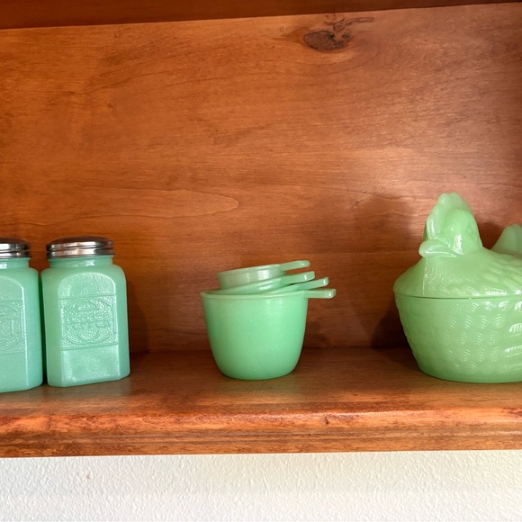 Source Unknown | Kitchen | Vintage Green Glass Kitchen Set | Poshmark